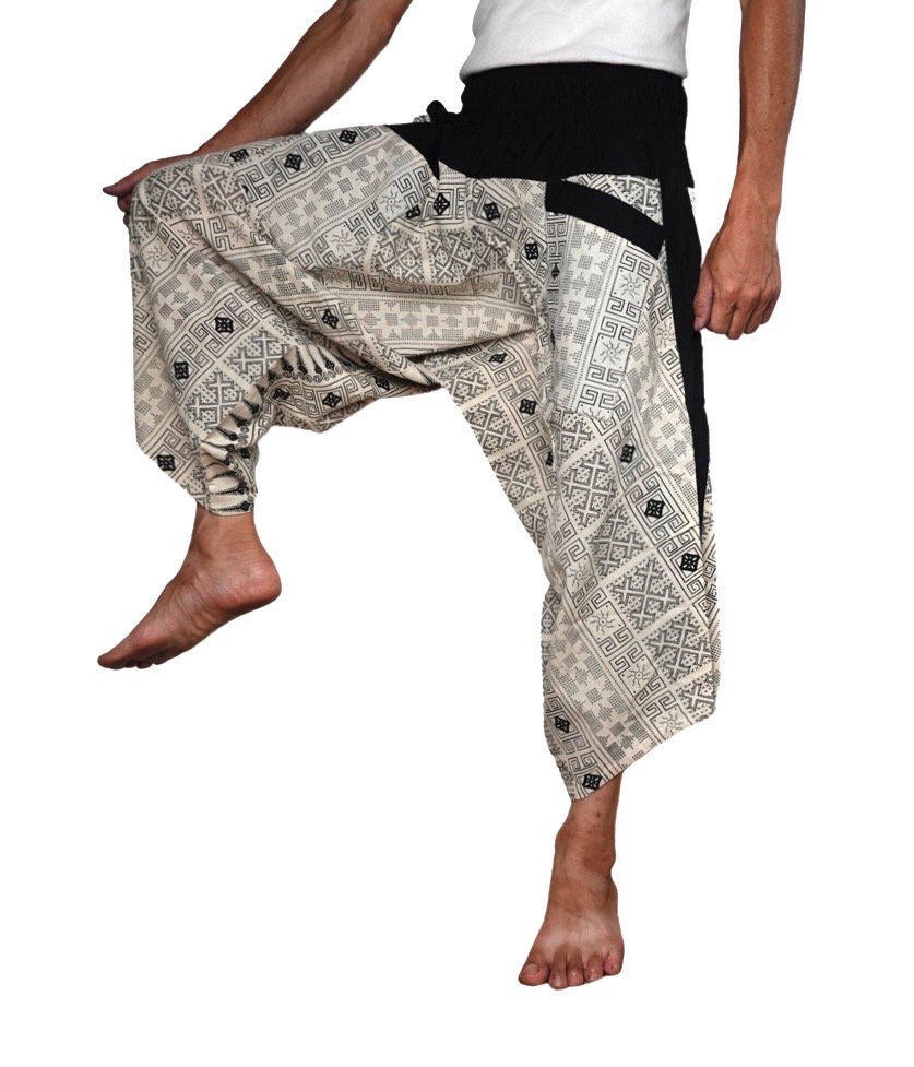 Elastic Waist Samurai Pants, Samurai Pants Men's Fahion Harem Pants ...
