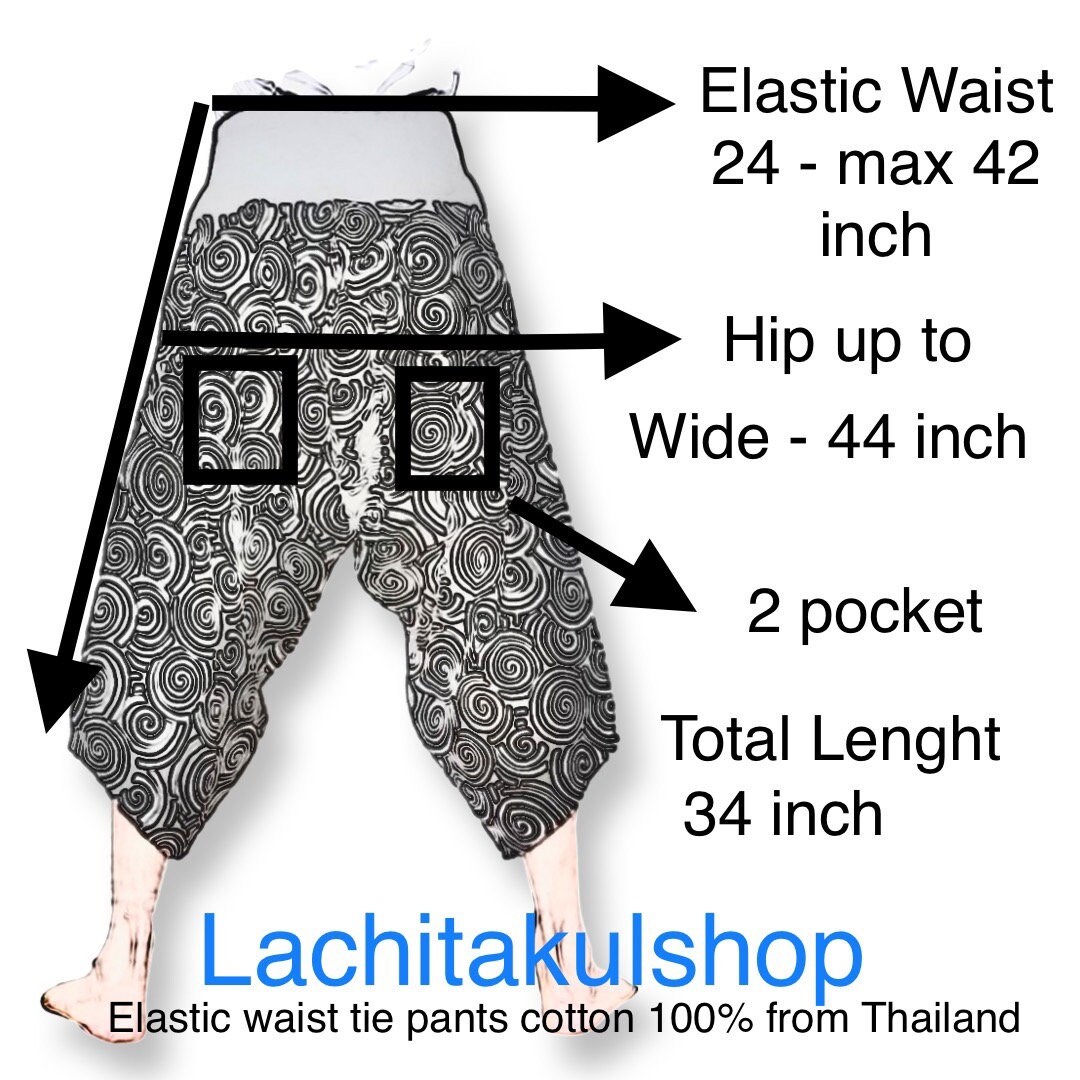 Elastic Waist Samurai Pants,brown Pants,thai Arts Pants, Samurai Out ...
