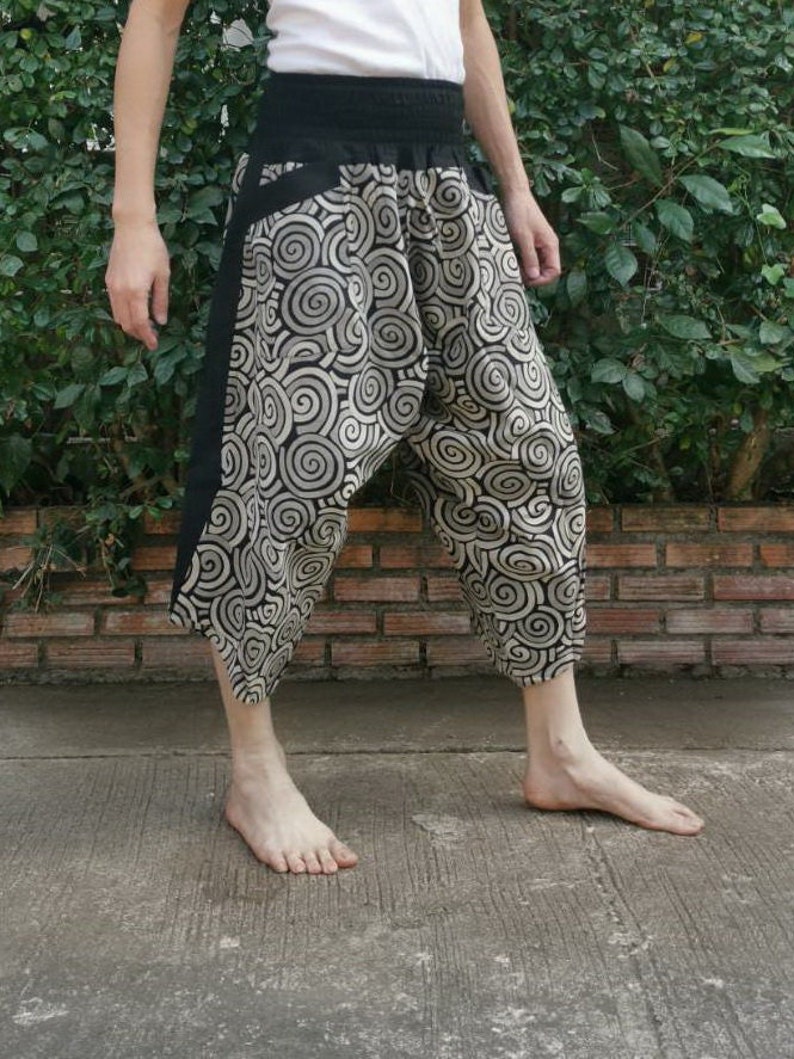Elastic Waist Samurai Pants, Samurai Pants Men Fashion Harem Pants Yoga ...