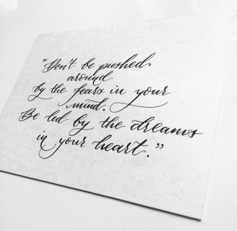 A4 A5 A6 Custom Calligraphy Text Quote Vows Song Lyrics Card ...