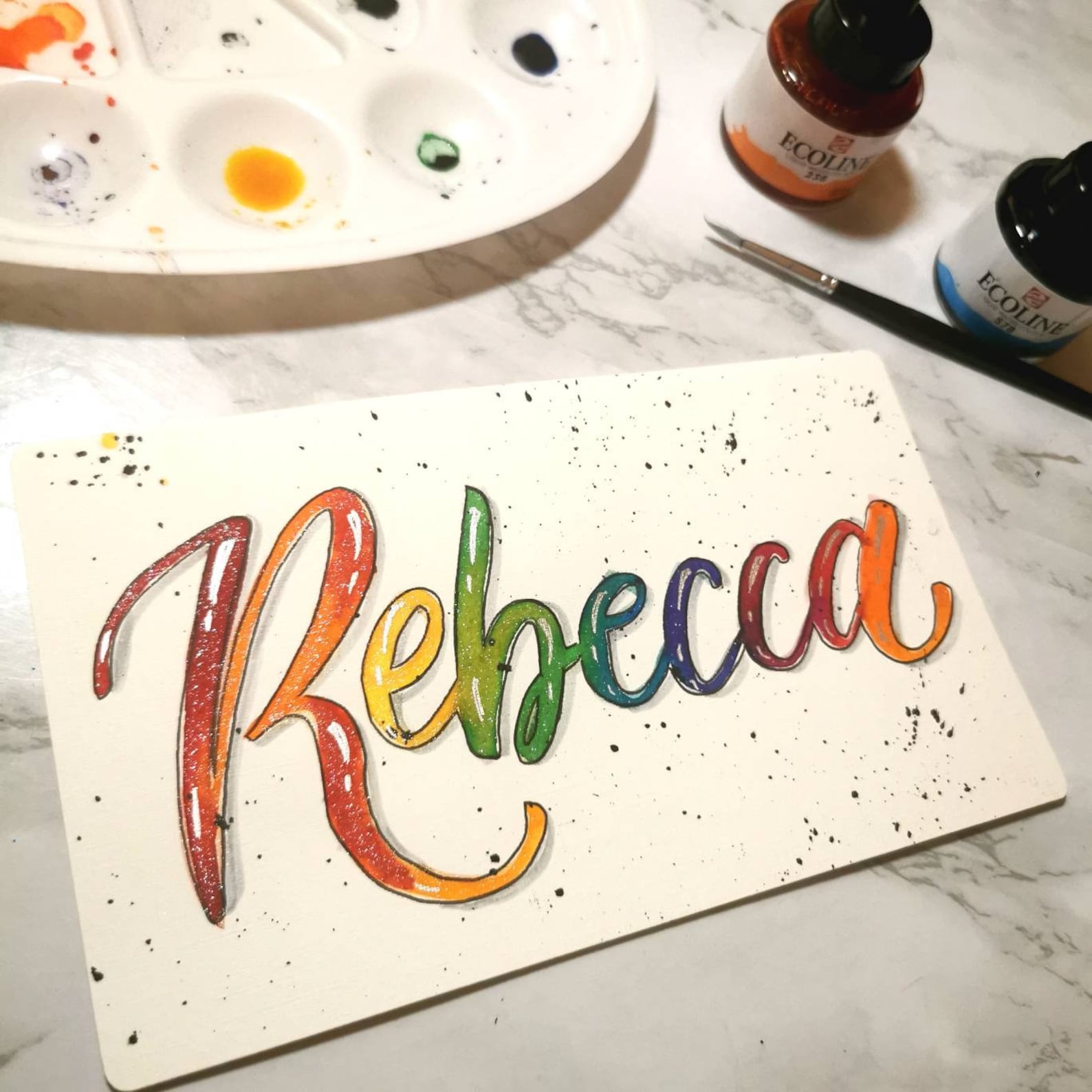 Custom Hand Lettering Rainbow Name Art Brush Calligraphy Handwritten ...