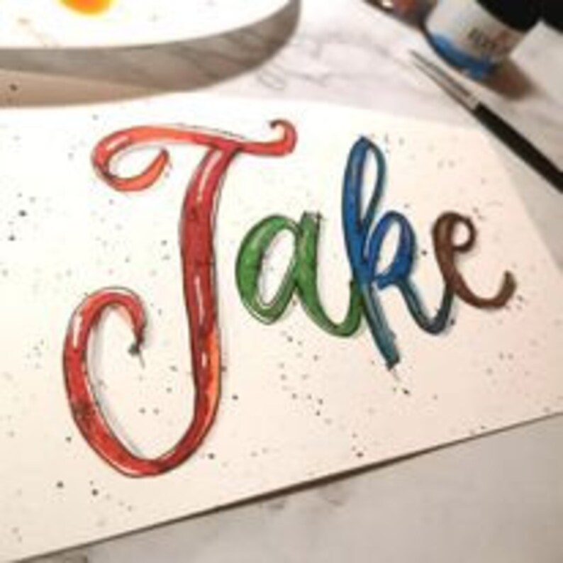 Custom Hand Lettering Rainbow Name Art Brush Calligraphy | Etsy