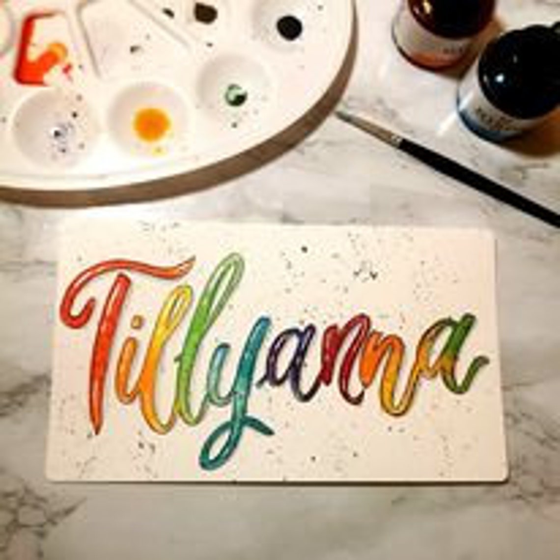 Custom Hand Lettering Rainbow Name Art Brush Calligraphy | Etsy