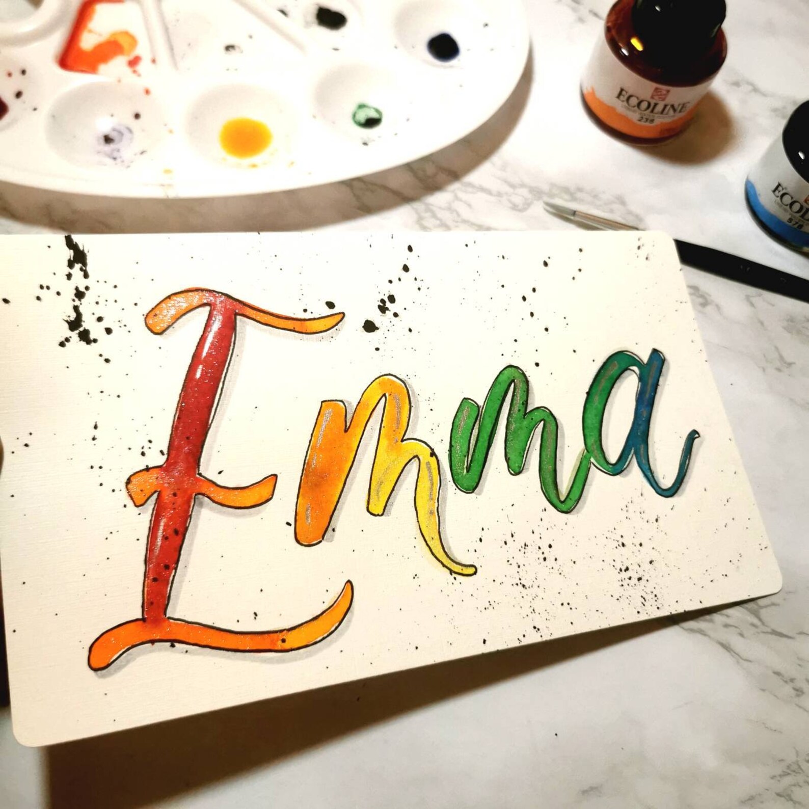 Custom Hand Lettering Rainbow Name Art Brush Calligraphy Handwritten ...