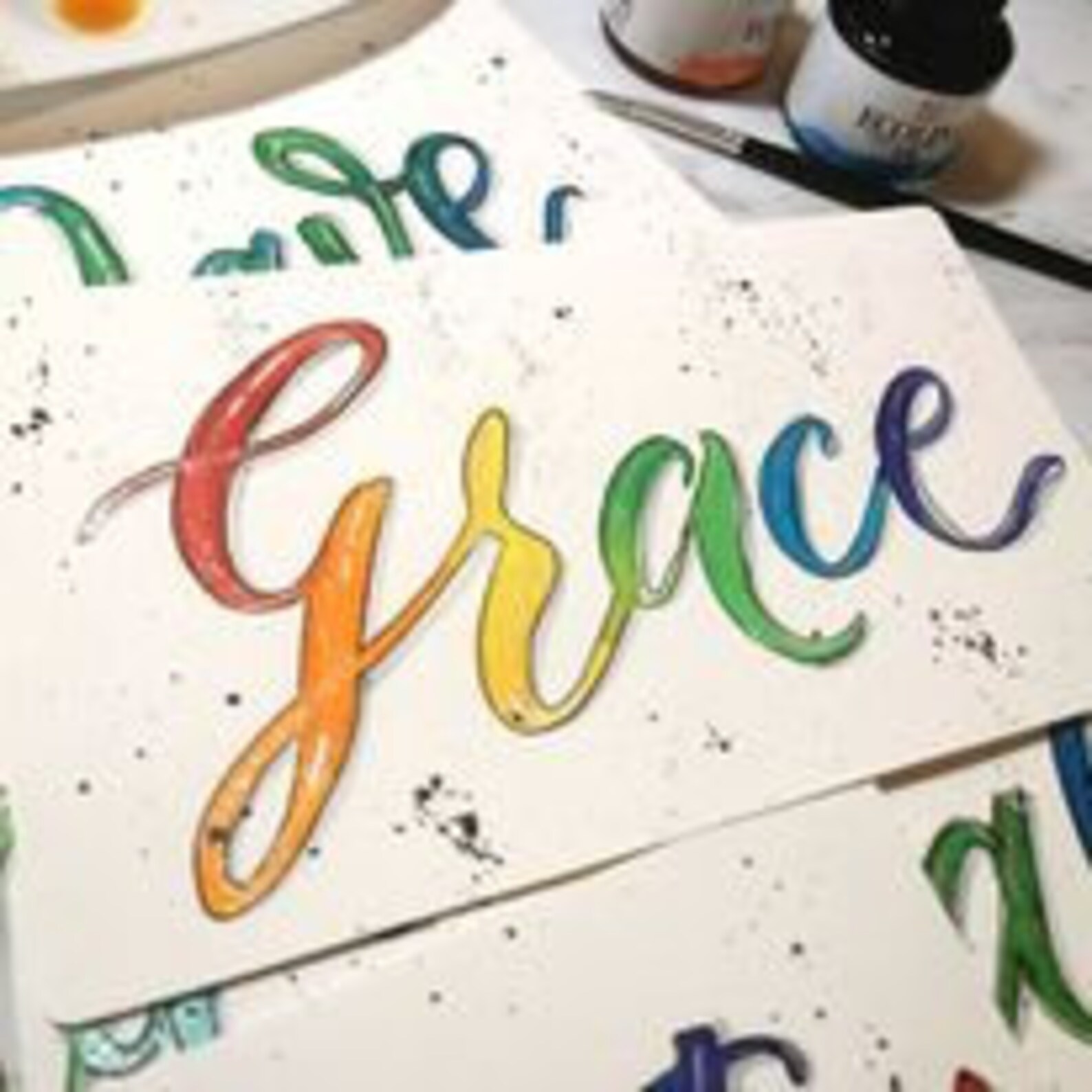 Custom Hand Lettering Rainbow Name Art Brush Calligraphy | Etsy