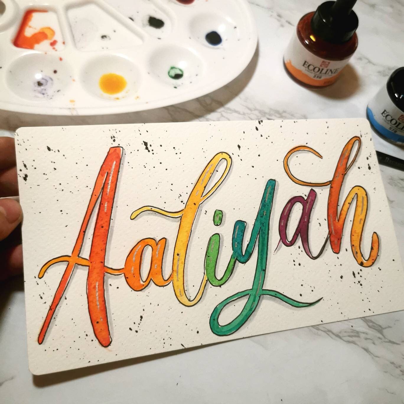 Custom Hand Lettering Rainbow Name Art Brush Calligraphy Handwritten ...