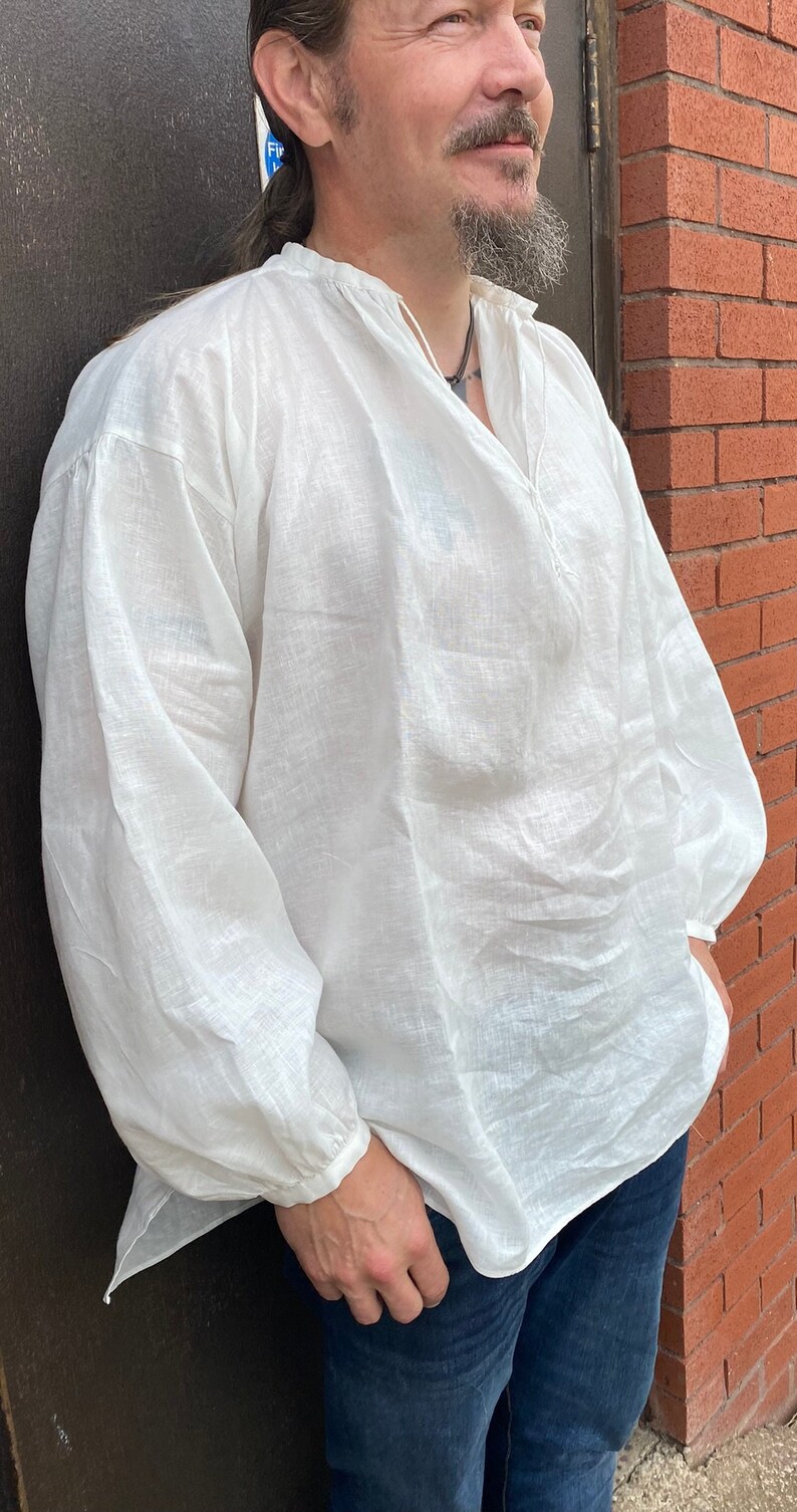 Men's Linen Shirt With Tie Strings - Etsy UK