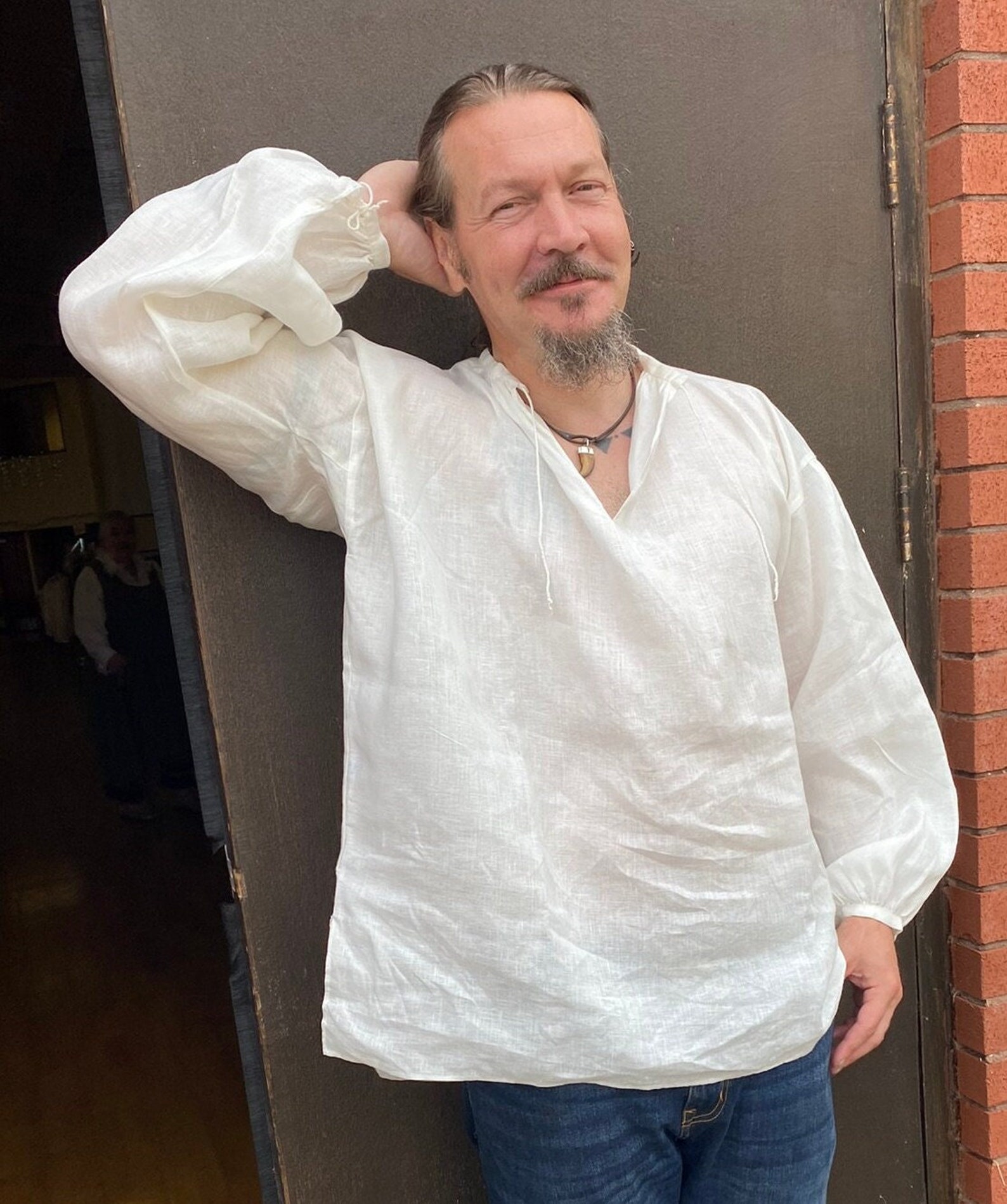 Men's Linen Shirt With Tie Strings - Etsy UK