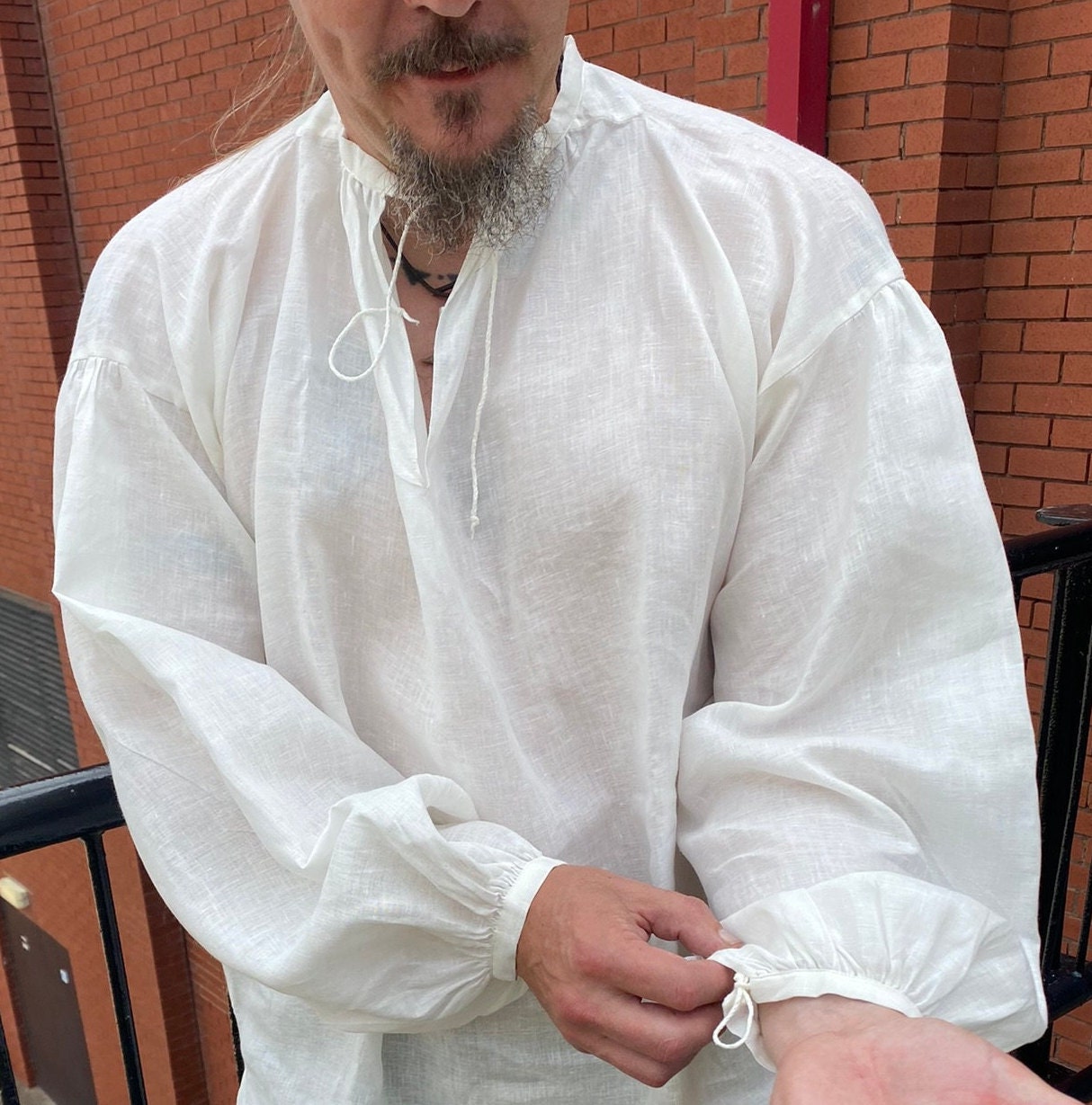 Men's Linen Shirt With Tie Strings - Etsy UK