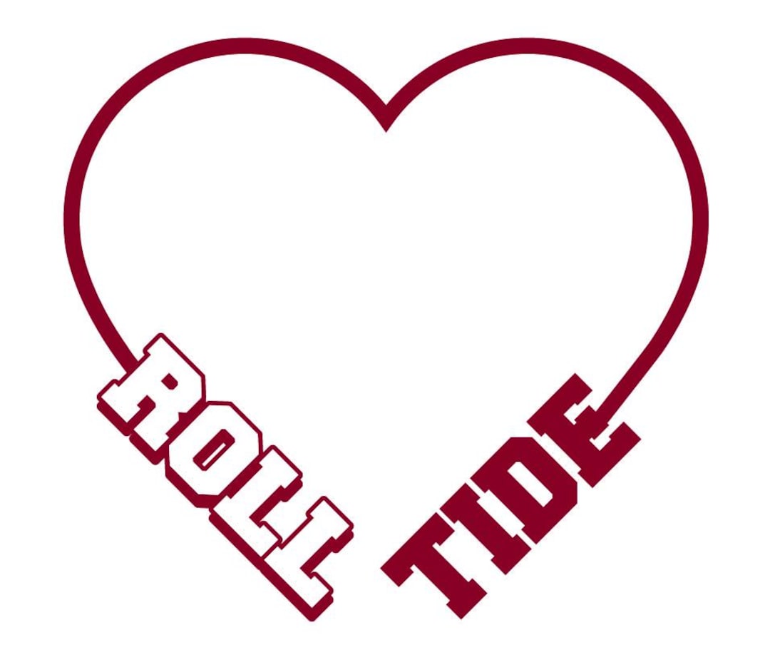 Alabama Crimson Tide Heart Instant Download Alabama Clip Art Roll Tide ...