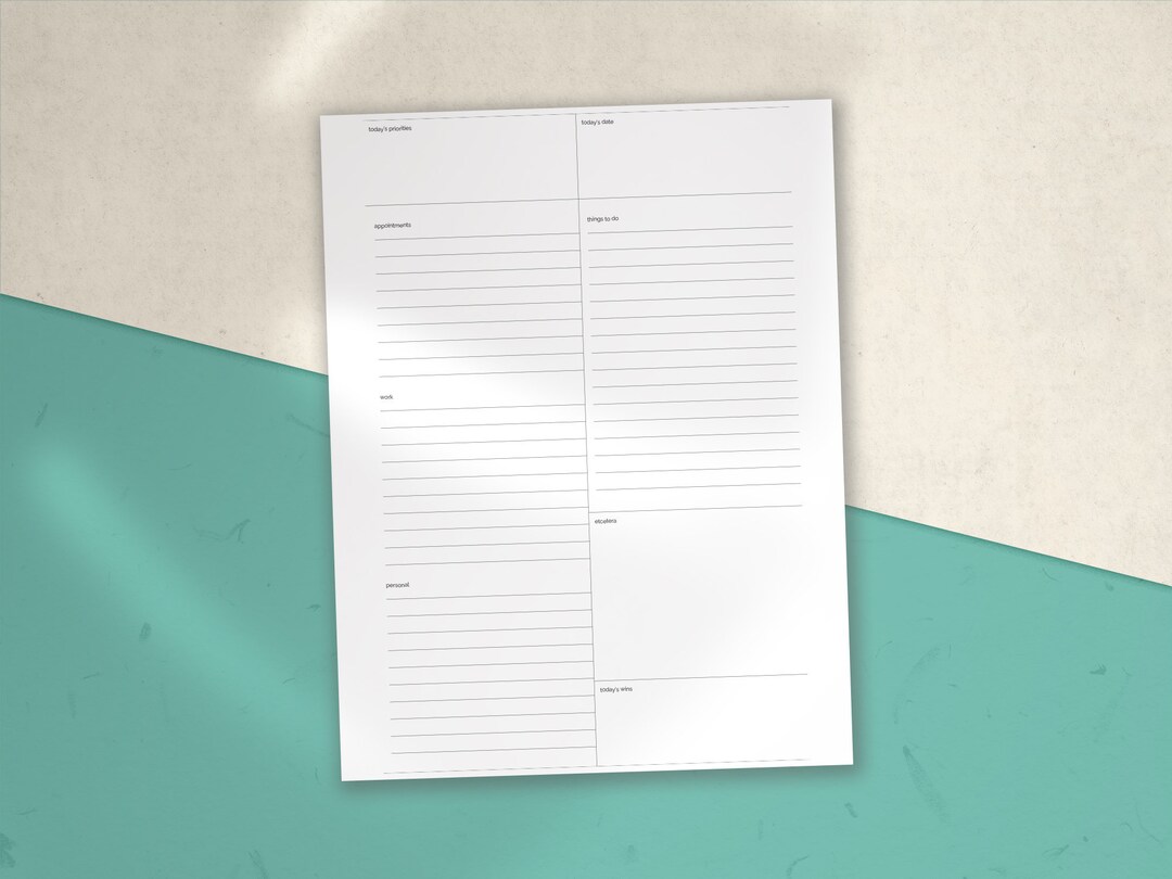 Printable Daily Planner Page - PDF - Minimal Layout With Habit Tracker ...