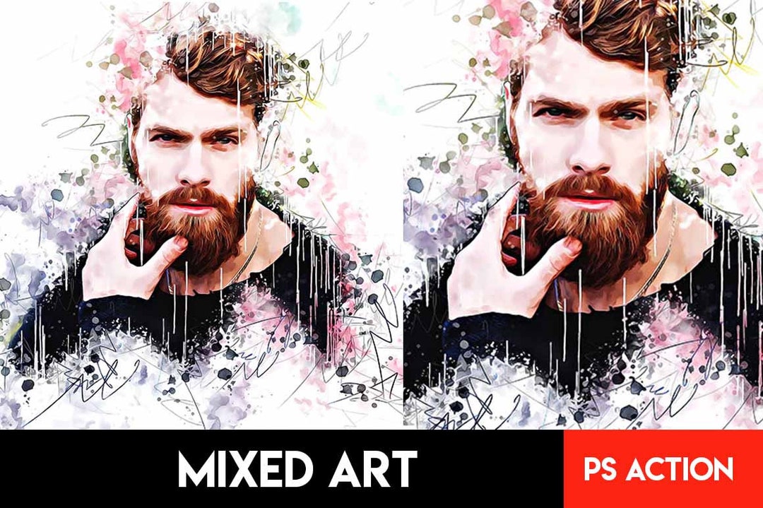 Mixed Art Photoshop Action: Automatic Photo Effect - Etsy