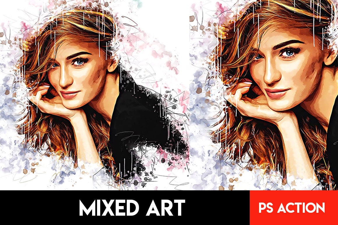 Mixed Art Photoshop Action: Automatic Photo Effect - Etsy