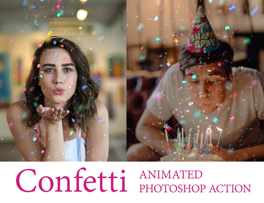 Confetti Overlays Photoshop Action, PNG, Photoshop Overlays, Blowing ...
