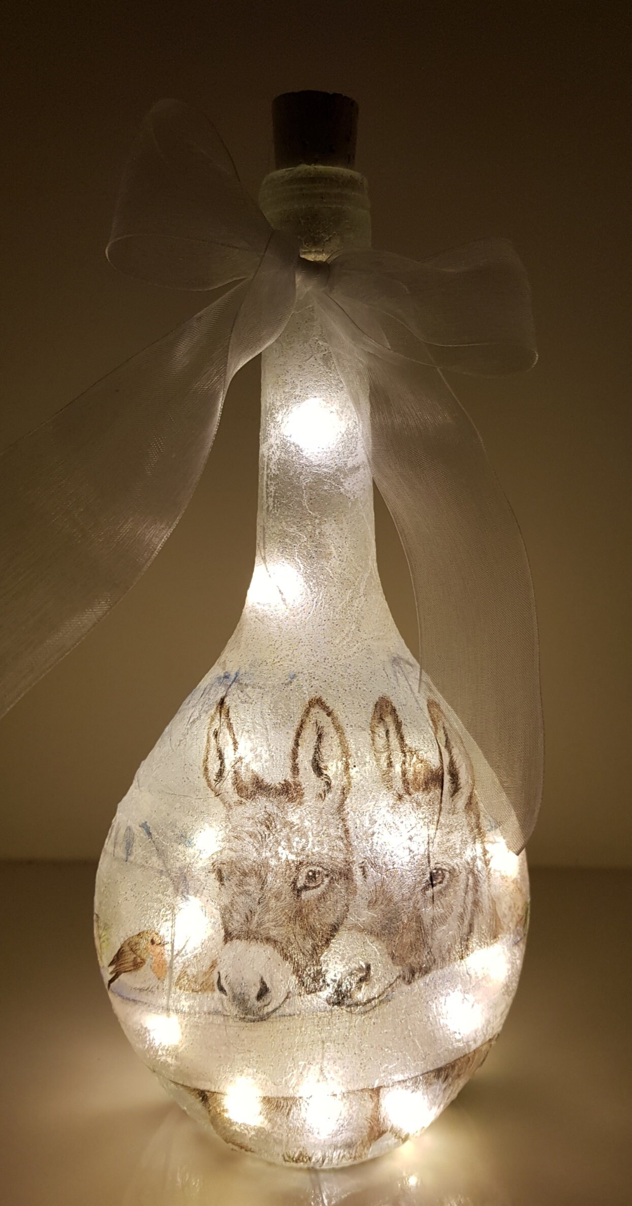 Decoupage Light up Donkey Bottle Light up Wine Bottle Donkey - Etsy UK