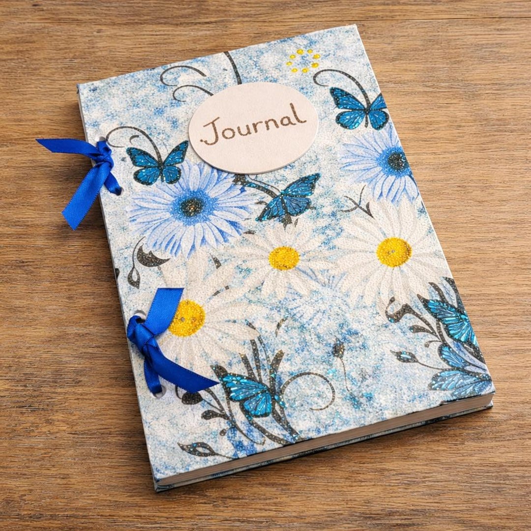 Handmade Wooden Decoupage Journal – A5 Refillable Lined Notebook ...