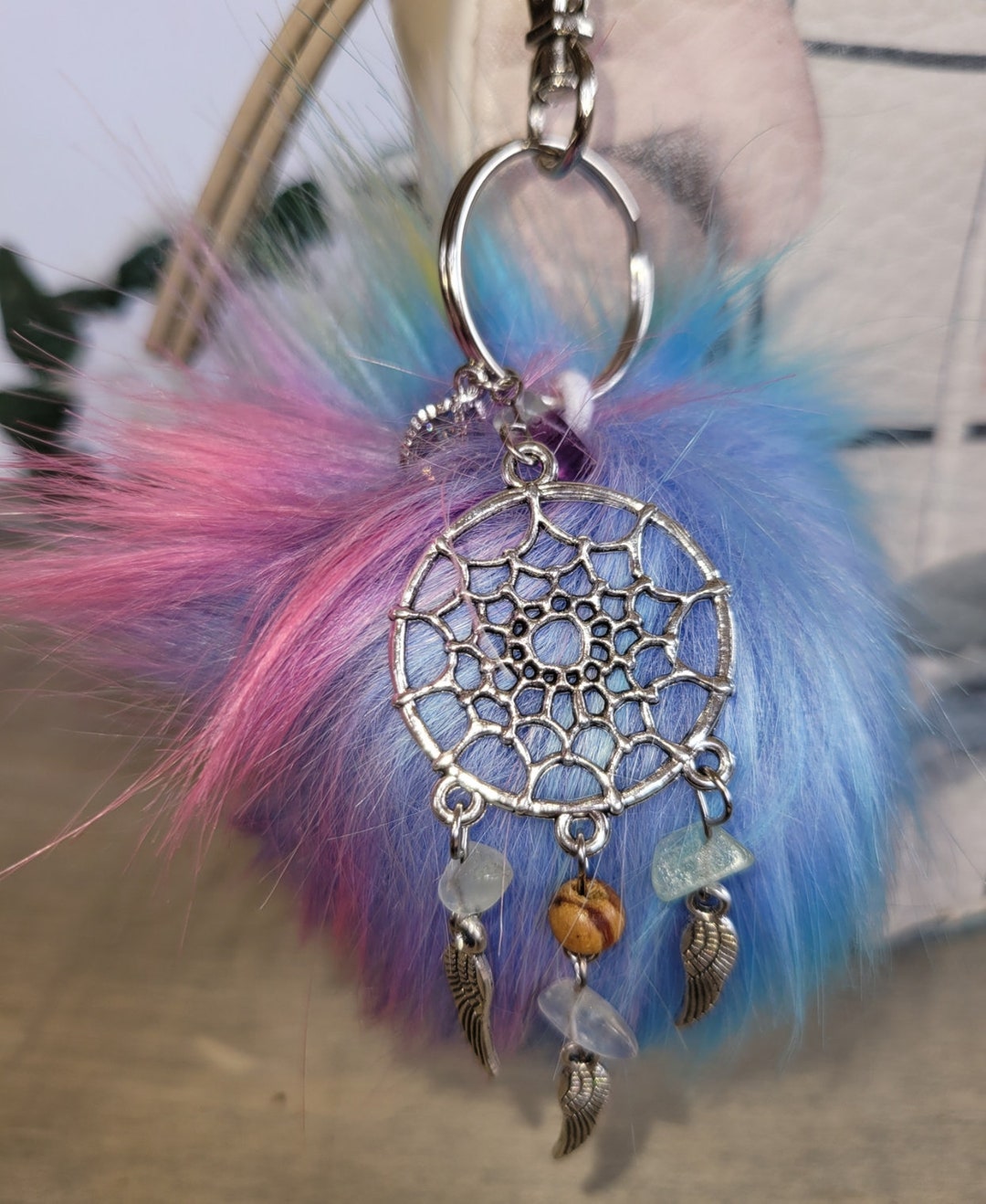Dreamcatcher Charm Key Ring, Fluffy Key Ring, Fluffy Charm Key Ring ...