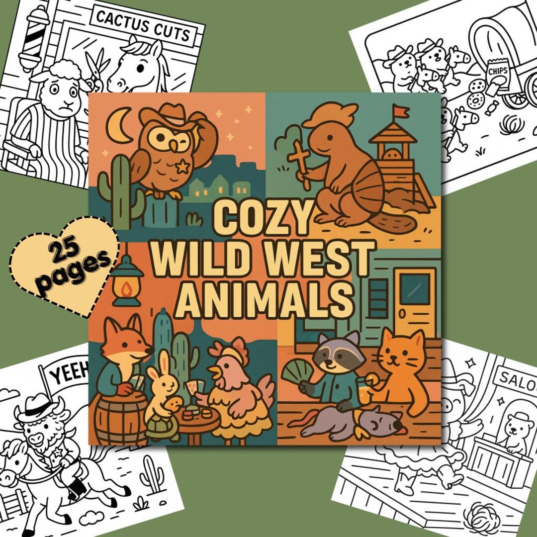 Cozy Wild West Printable Coloring Pages – Easy Rodeo & Cowboy Coloring ...
