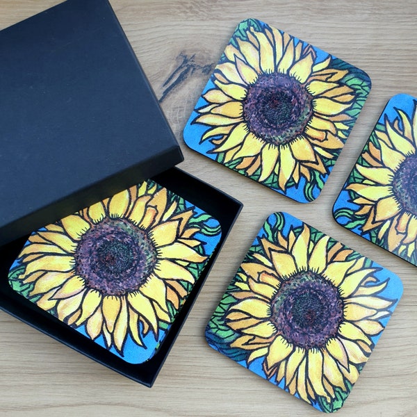 Sunflower Coasters - Etsy
