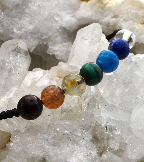 Chakra Bracelet Macrame Healing Couples Crystals Bracelet 7 | Etsy