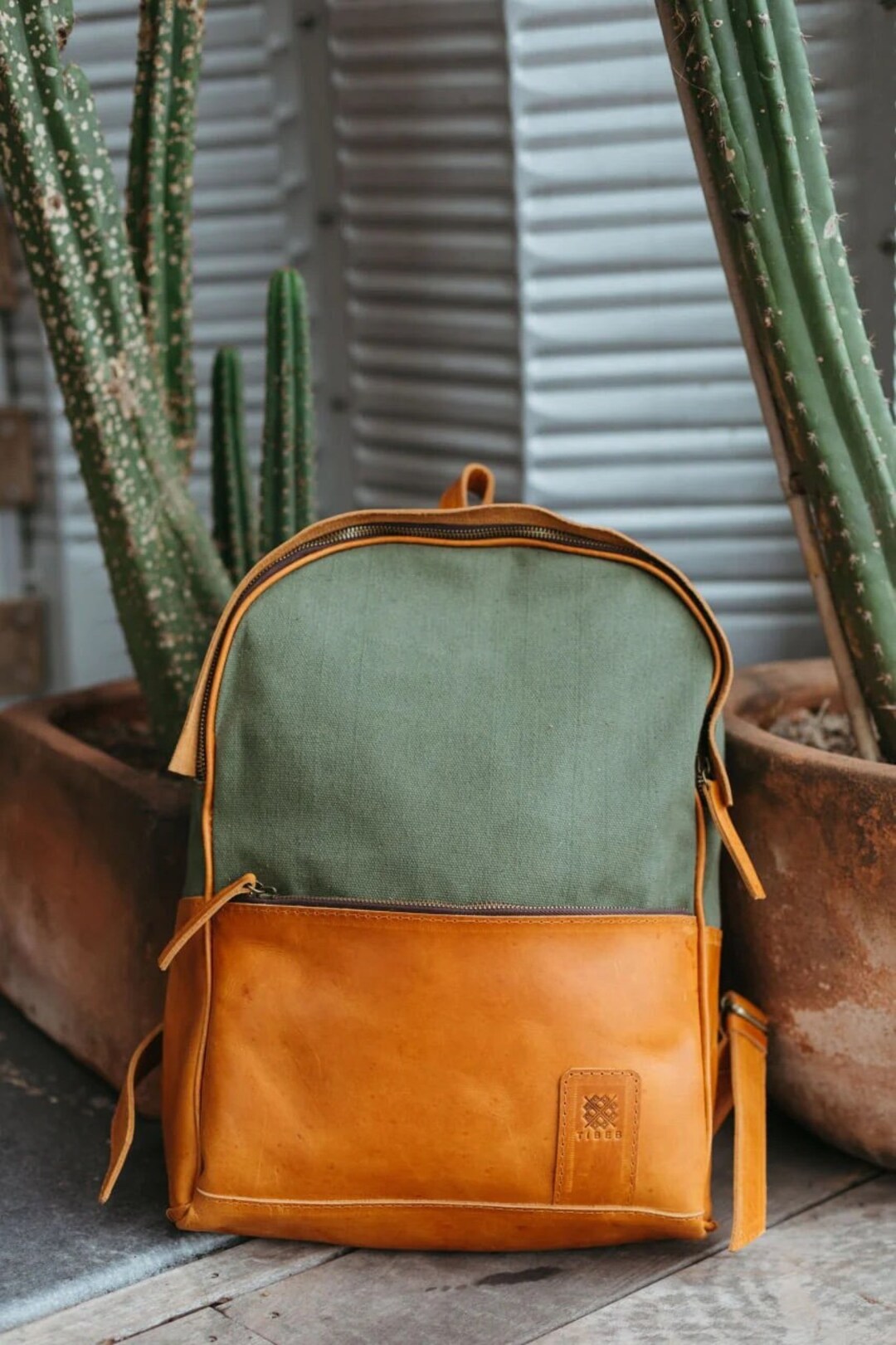 Sarbet Leather Canvas Backpack Leather Backpack Handmade Canvas ...