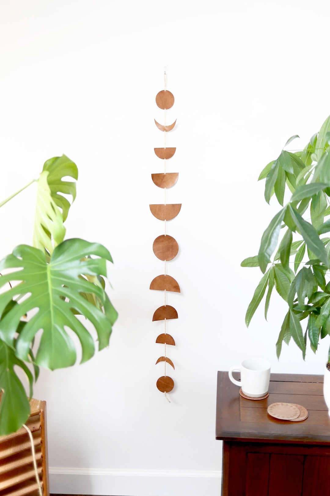 Luna Moon Phase Garland | Leather Garland Moon Phase Art Boho Home ...