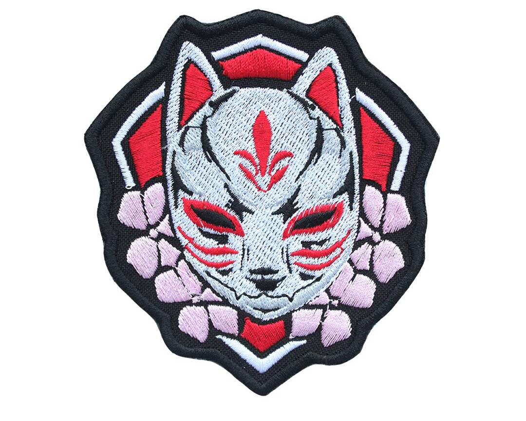 Kitsune Patch / Oni Patch / Japanese Embroidery / Oni Velcro Patch / Demon Iron on Patch / Sew ...