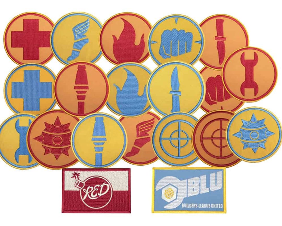 Set of All Team Fortress Patches / Blu Team and Red Team Sew-on Patches ...