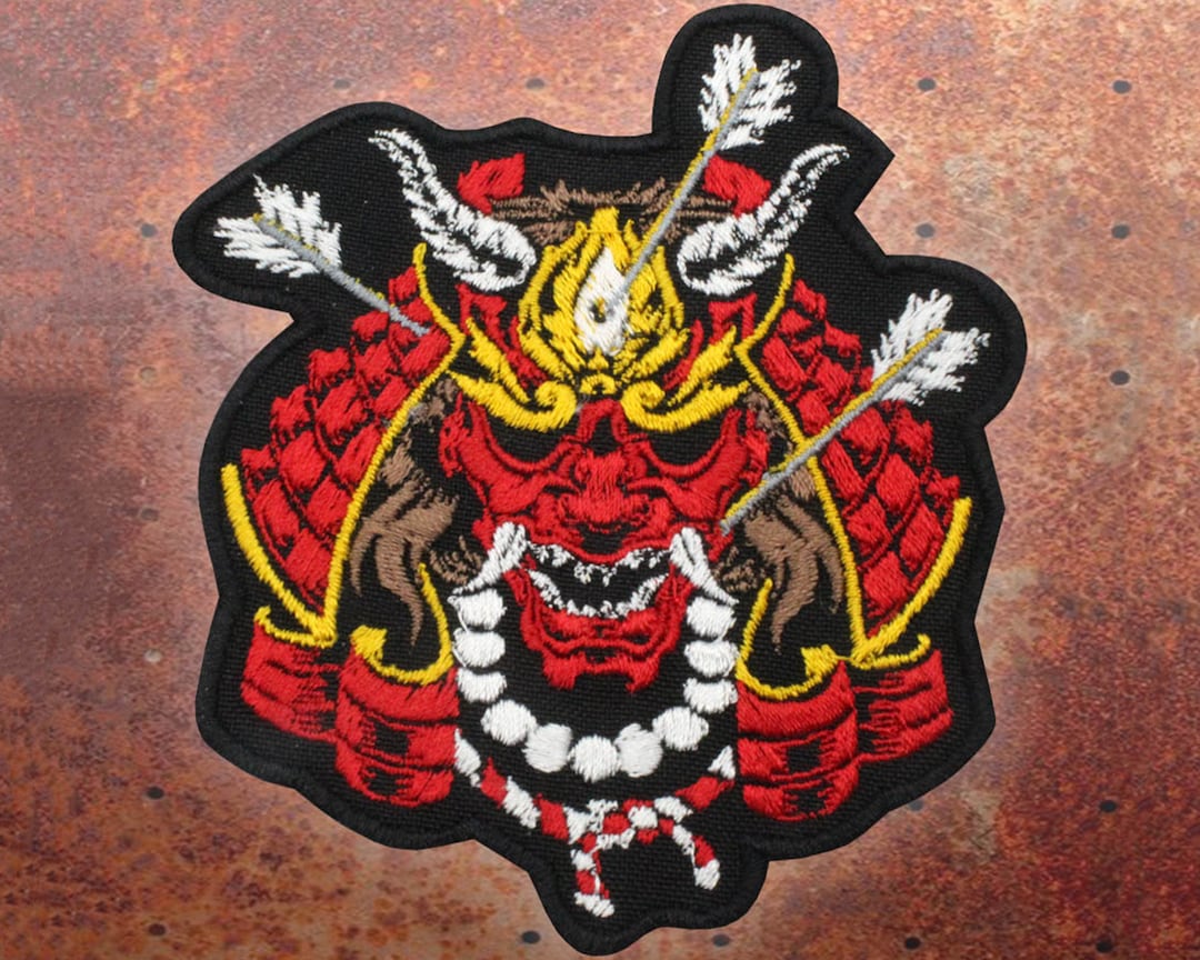 Oni Samurai Patch / Samurai Embroidery/ Samurai Gift / Samurai Embroidered Patch / Demon Patch ...