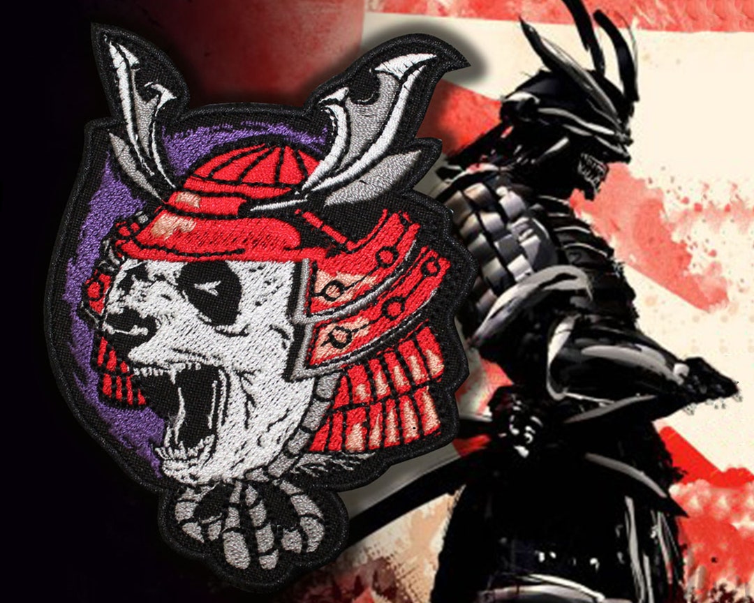 Panda Samurai Patch / Samurai Embroidery / Samurai Gift / Samurai Embroidered Patch / Skull ...