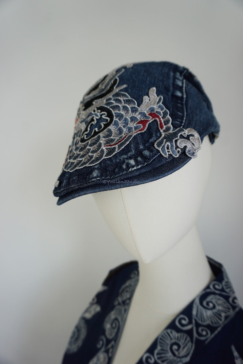 Chinese Dragon Embroidered Cap Beret Hat - Etsy