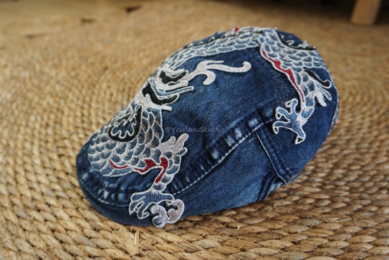 Chinese Dragon Embroidered Cap Beret Hat - Etsy