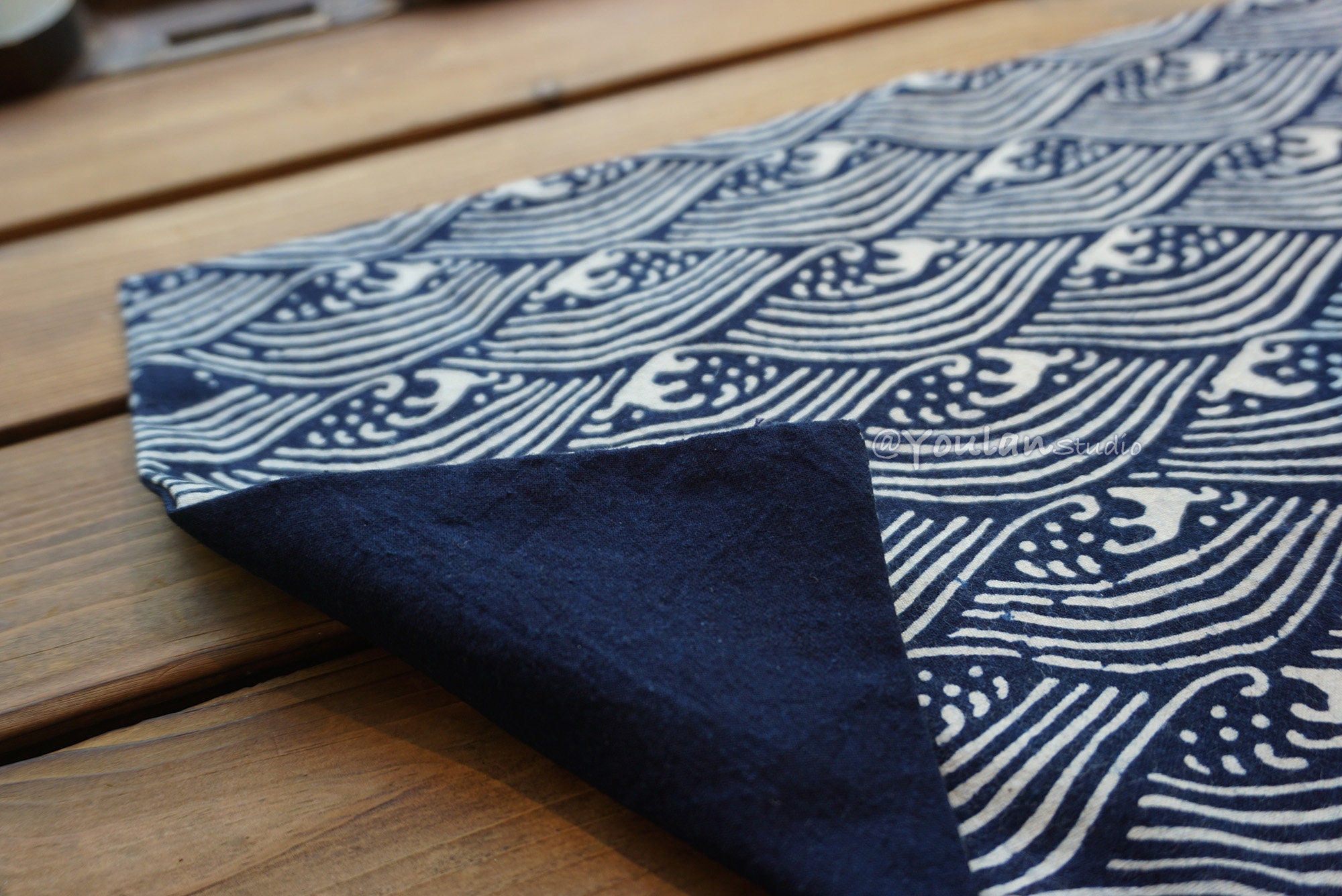 Chinese Traditional Sea Wave Pattern Table Runnerindigo Blue - Etsy