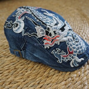 Chinese Dragon Embroidered Cap Beret Hat - Etsy