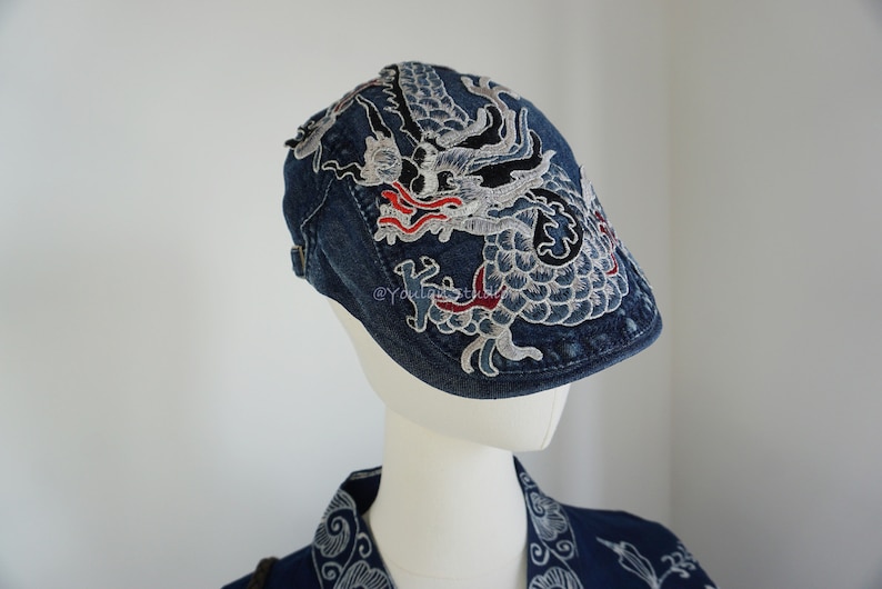 Chinese Dragon Embroidered Cap Beret Hat - Etsy