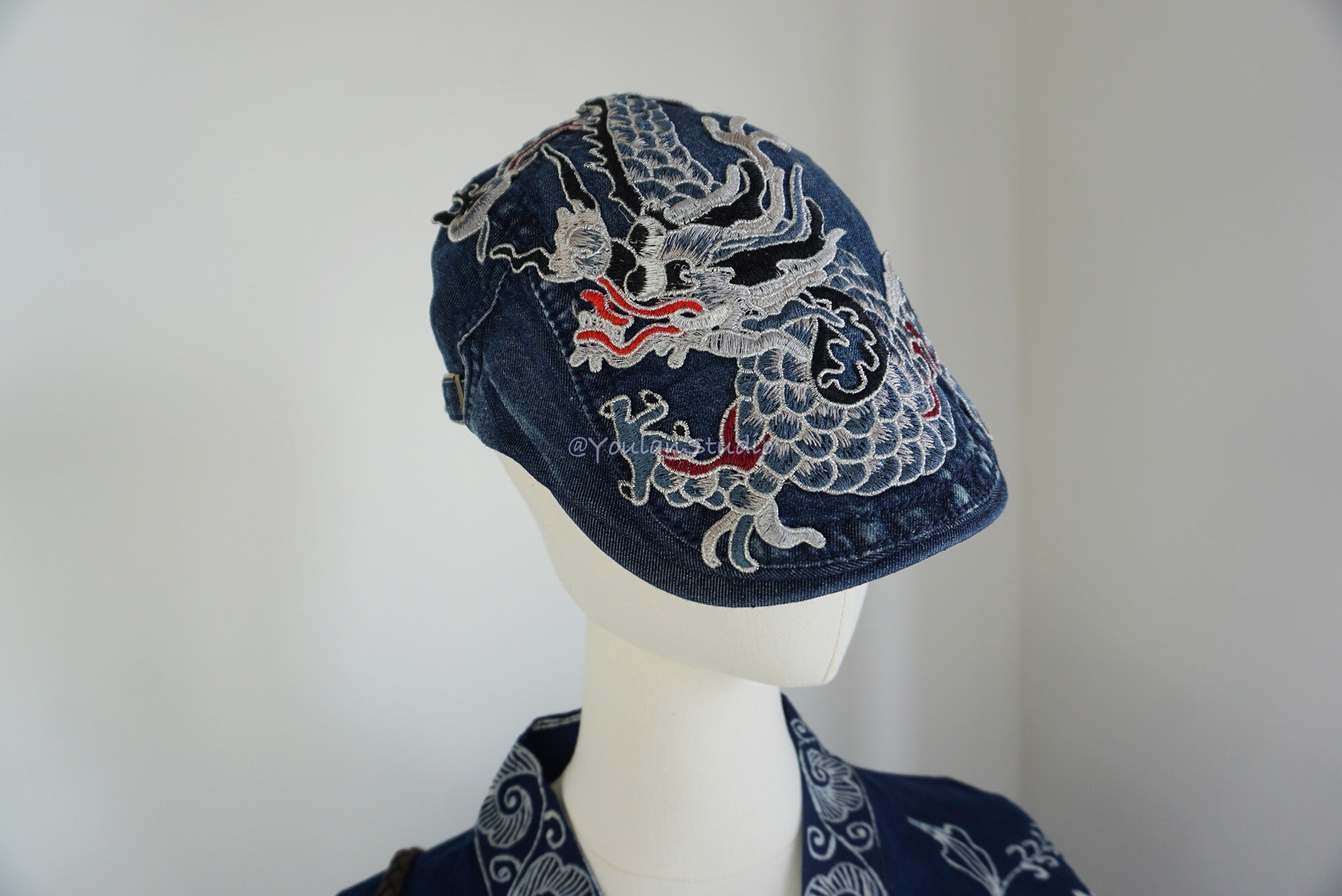 Chinese Dragon Embroidered Cap Beret Hat - Etsy
