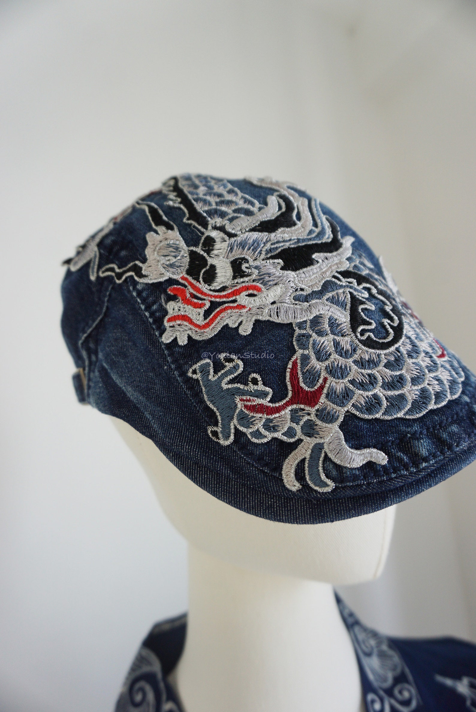 Chinese Dragon Embroidered Cap Beret Hat - Etsy