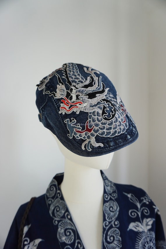 Chinese Dragon Embroidered Cap Beret Hat - Etsy