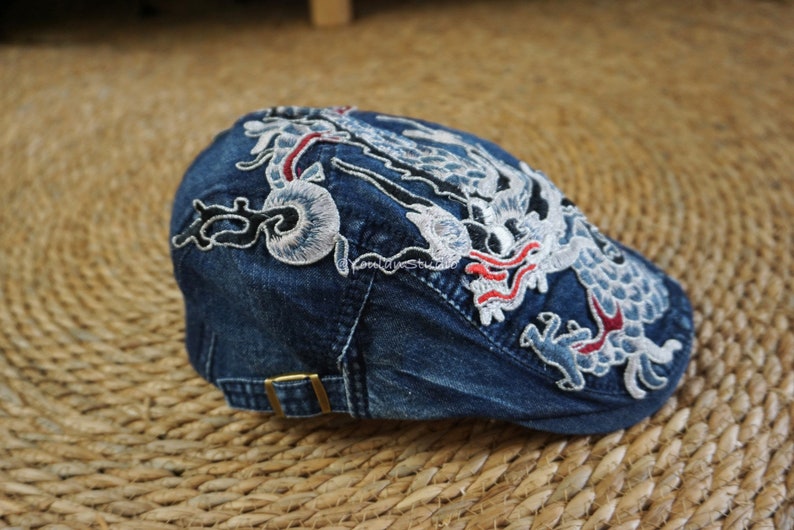 Chinese Dragon Embroidered Cap Beret Hat - Etsy