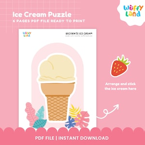 Cut and Glue Game Ice Cream Theme. Learning Pack for Kids. Printable ...
