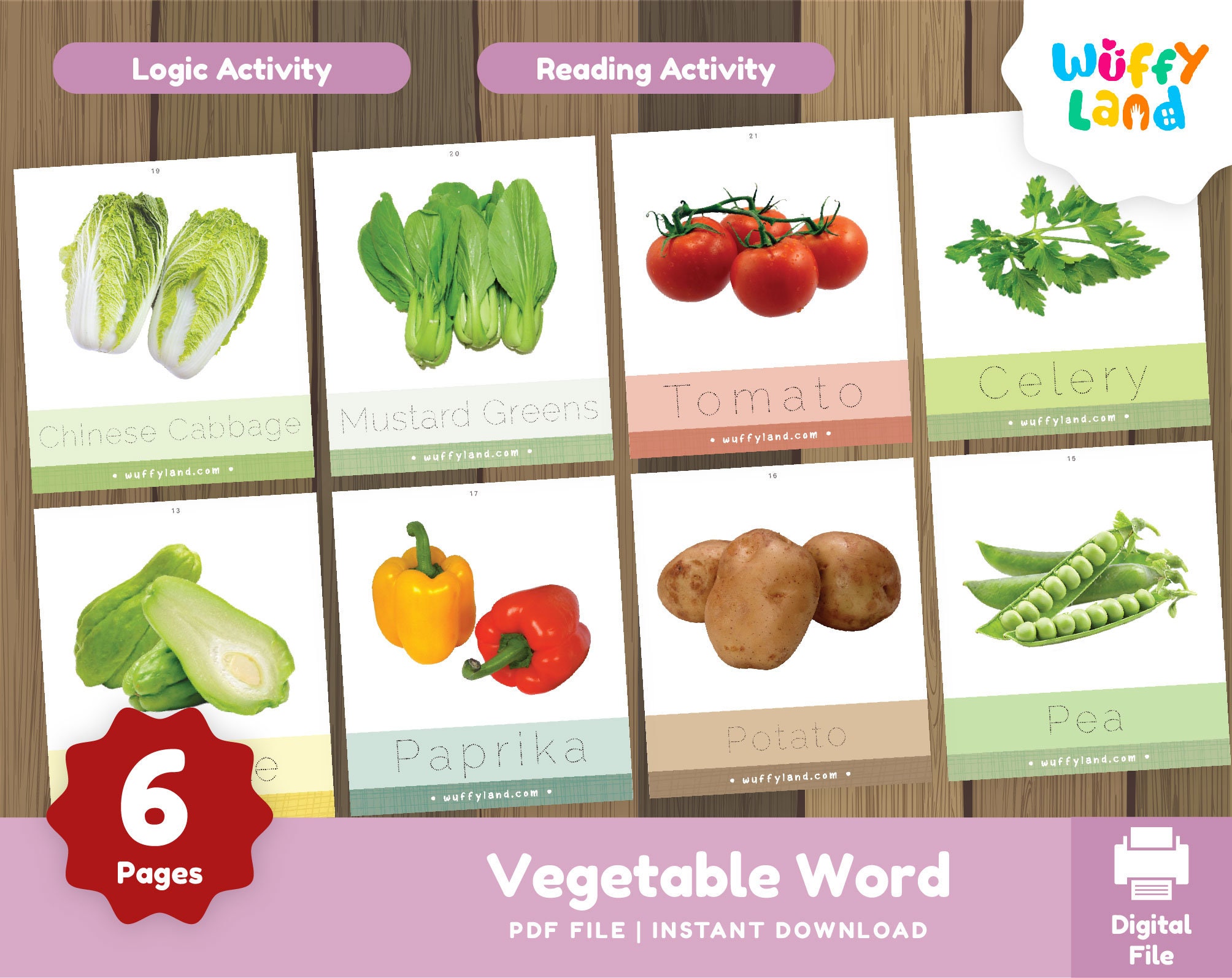 Vegetable Word Flashcards Printable Vegetable Themed - Etsy