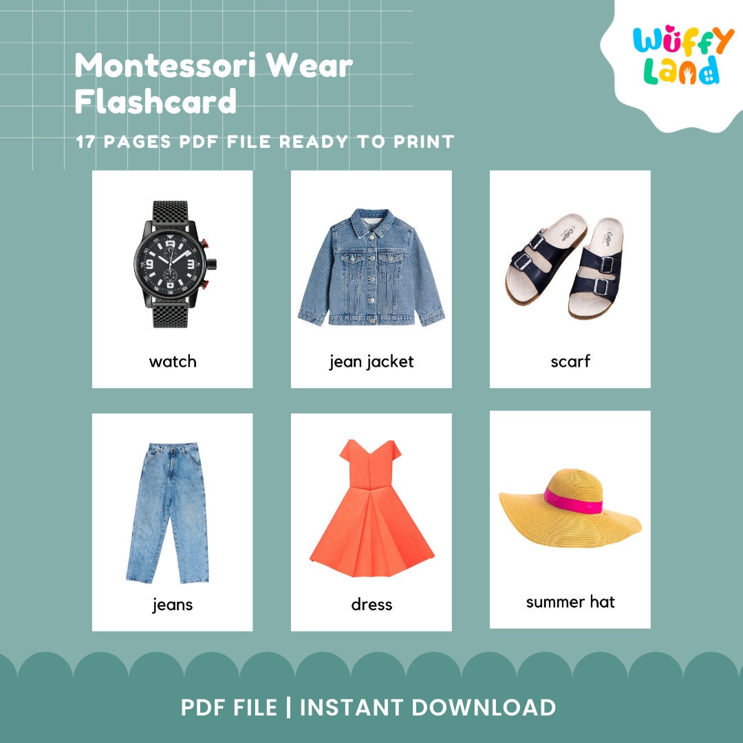 153 Montessori Waer Flashcard, Real Image, Flashcard Nomenclature ...