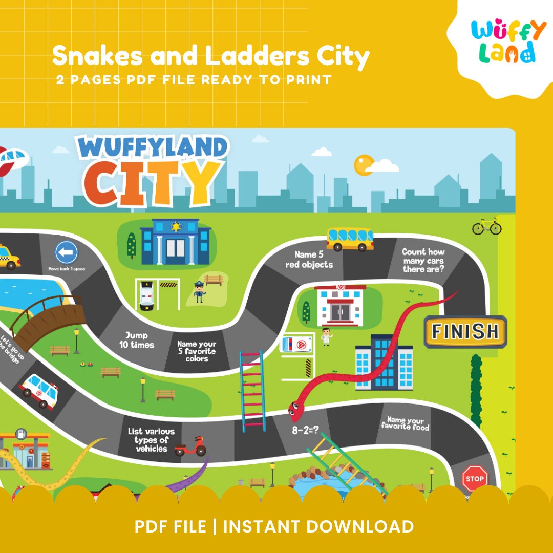 Snakes and Ladders City, Familiy Board Games, Kids Classic Game, Kids ...
