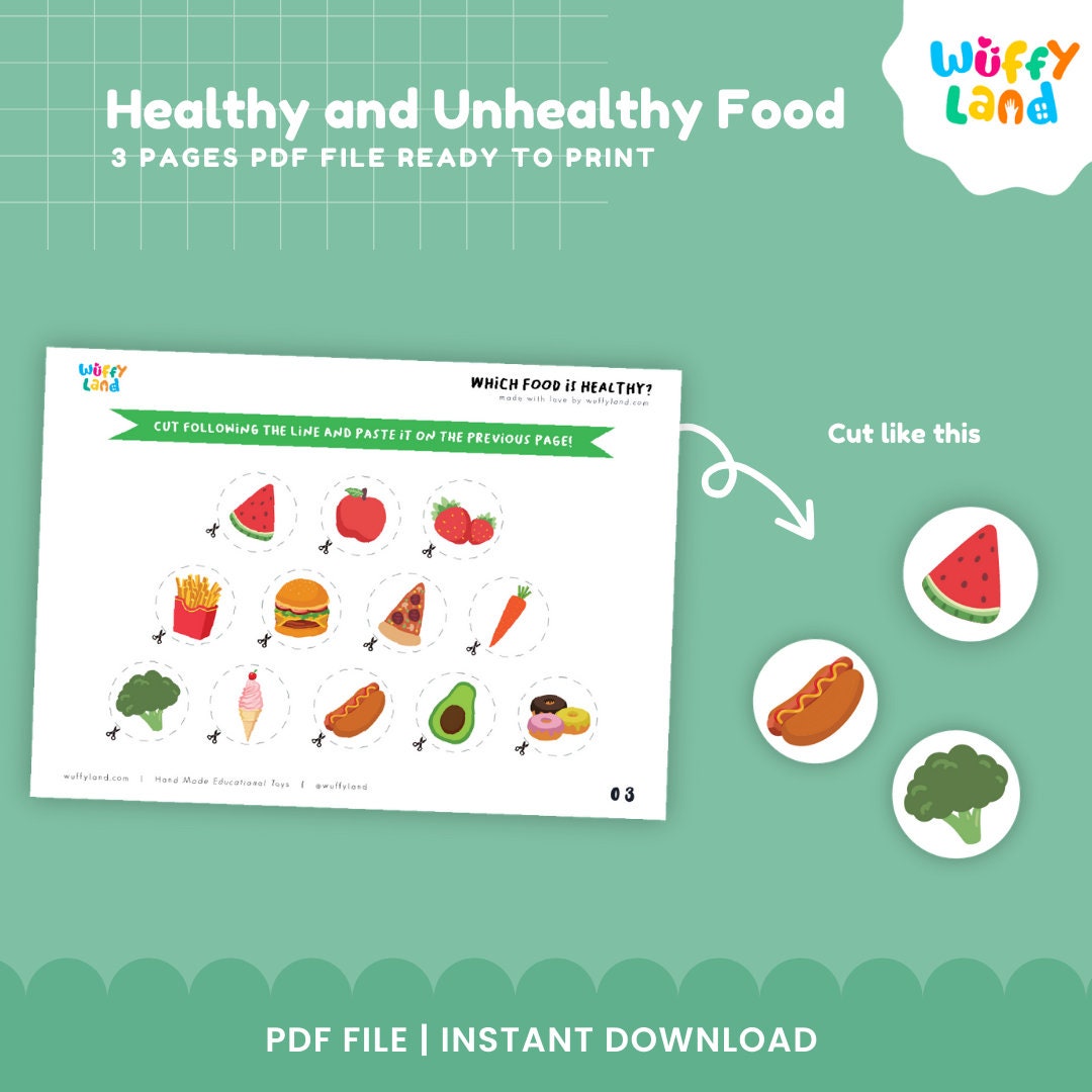 Healthy Vs Unhealthy Food Sorting Printable | Preschool Nutrition ...