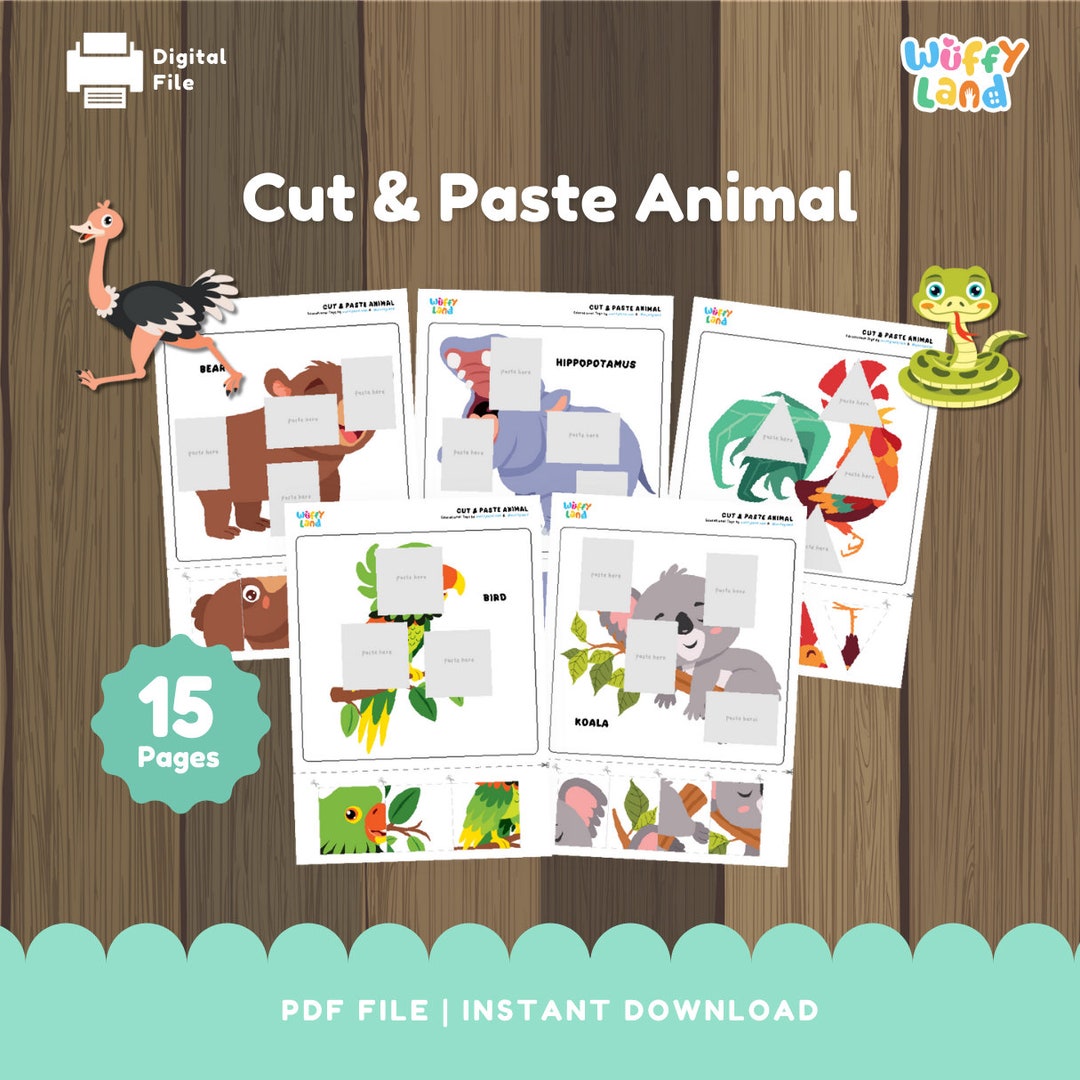 Cut and Paste Animal, Animal Matching Game, Cut Out and Glue, Scissors ...