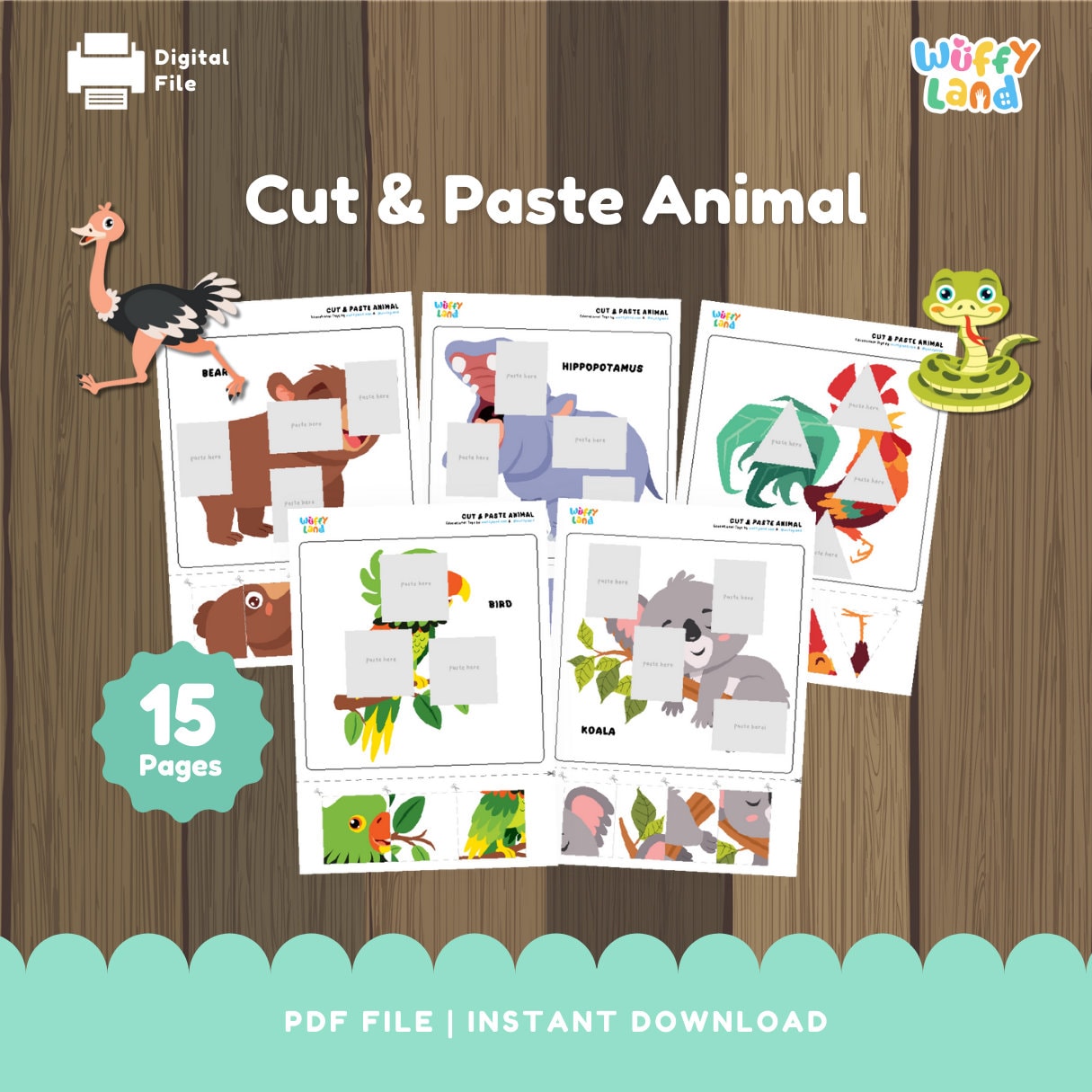 Cut and Paste Animal, Animal Matching Game, Cut Out and Glue, Scissors ...