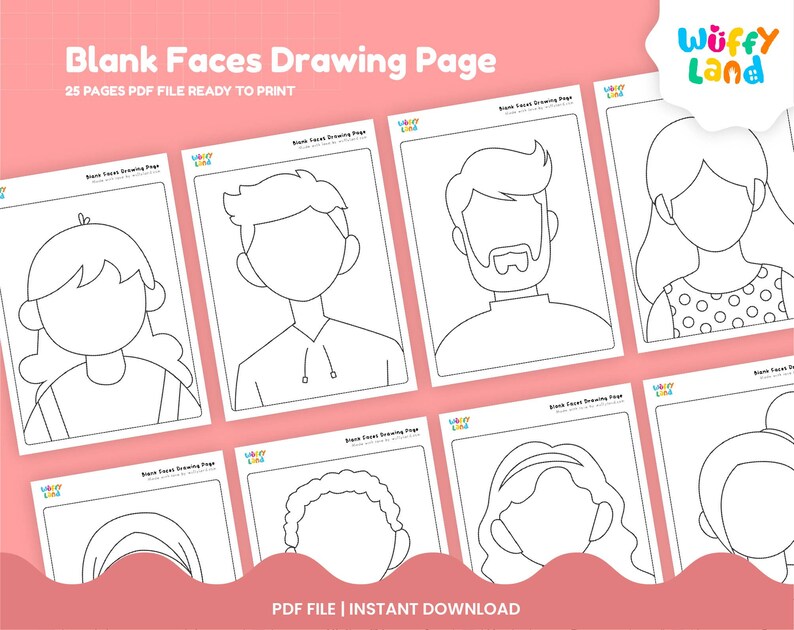 Blank Faces Drawing Pages Printable Download Preschool - Etsy