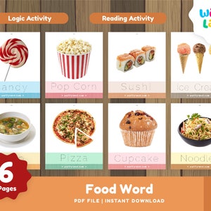 Food Word Flashcards Printable Food Themed Flashcards - Etsy