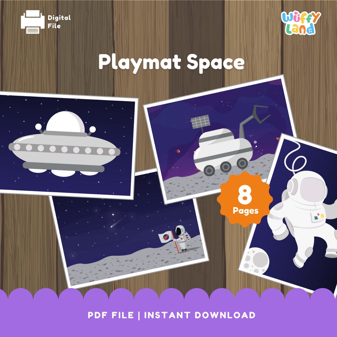 Playmat Space Theme, Montessori Material Print&play Play, Play Doh ...