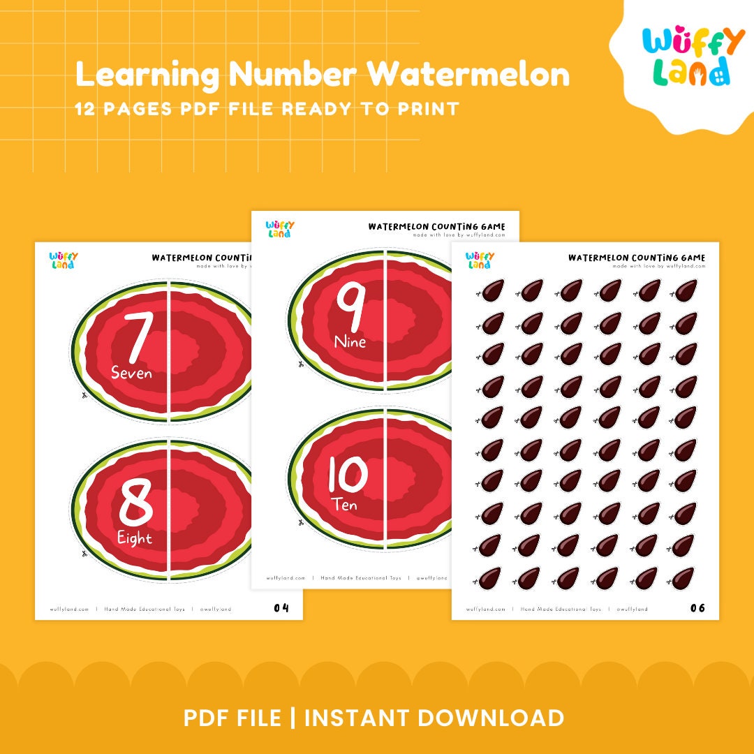 Learning Number for Kids With Watermelon Theme, Preschool Printable ...
